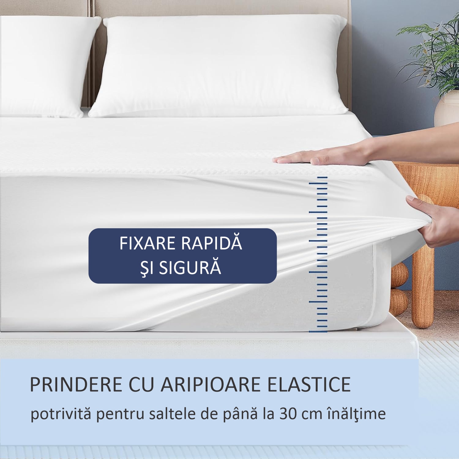 Husa Premium Protectie Saltea Impermeabila FizioTab®, Moale cu Vascoza ...