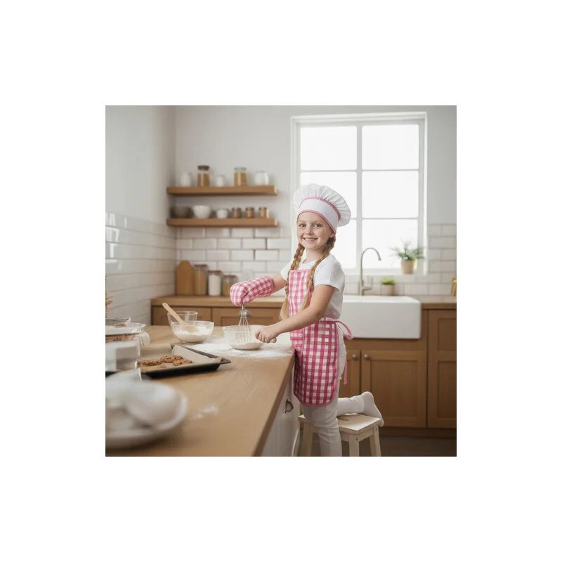 Set de bucatar pentru copii, sort, palarie, ustensile, 7 in 1 ...