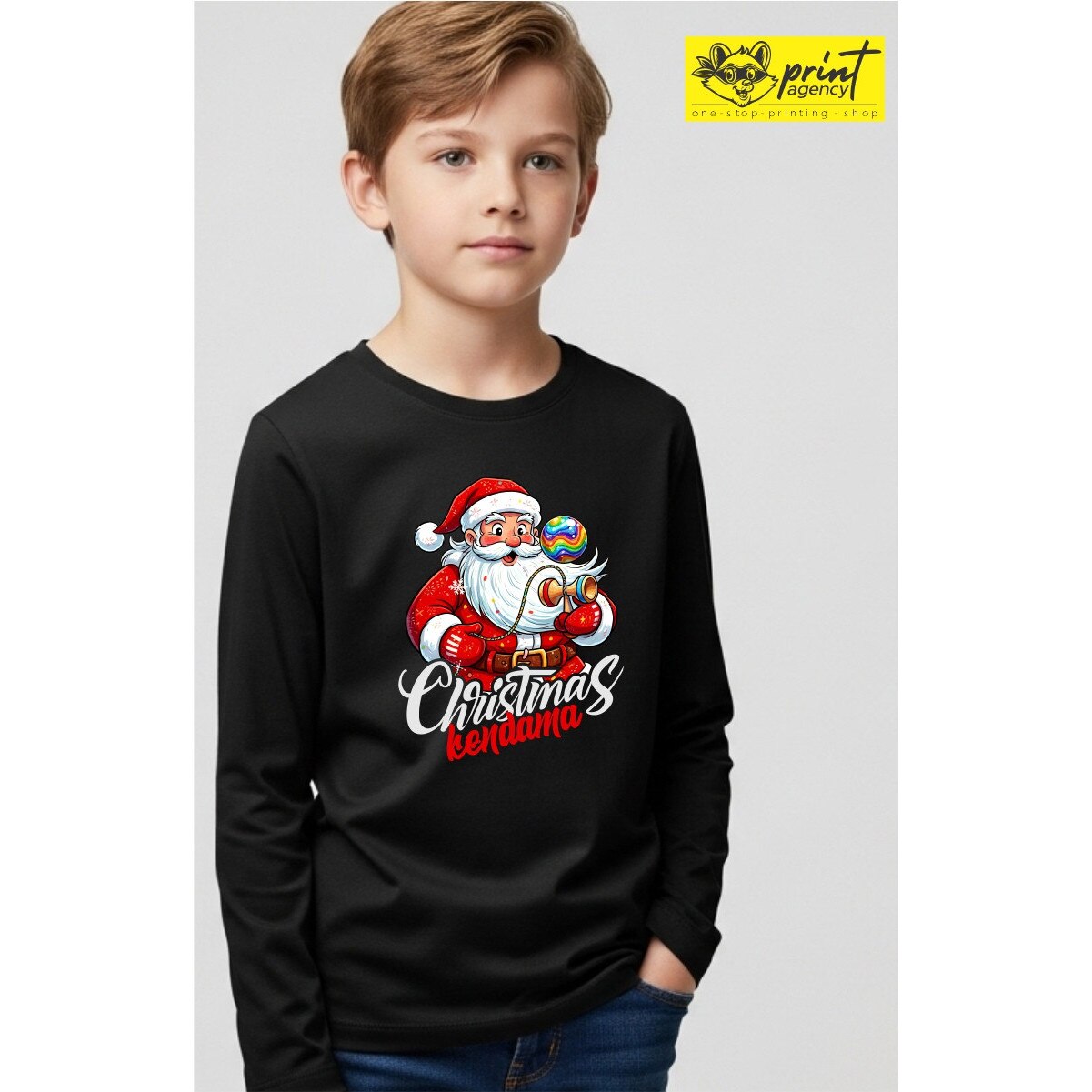 Bluza cu maneca lunga pentru copii, Christmas Kendama Mos Craciun ...