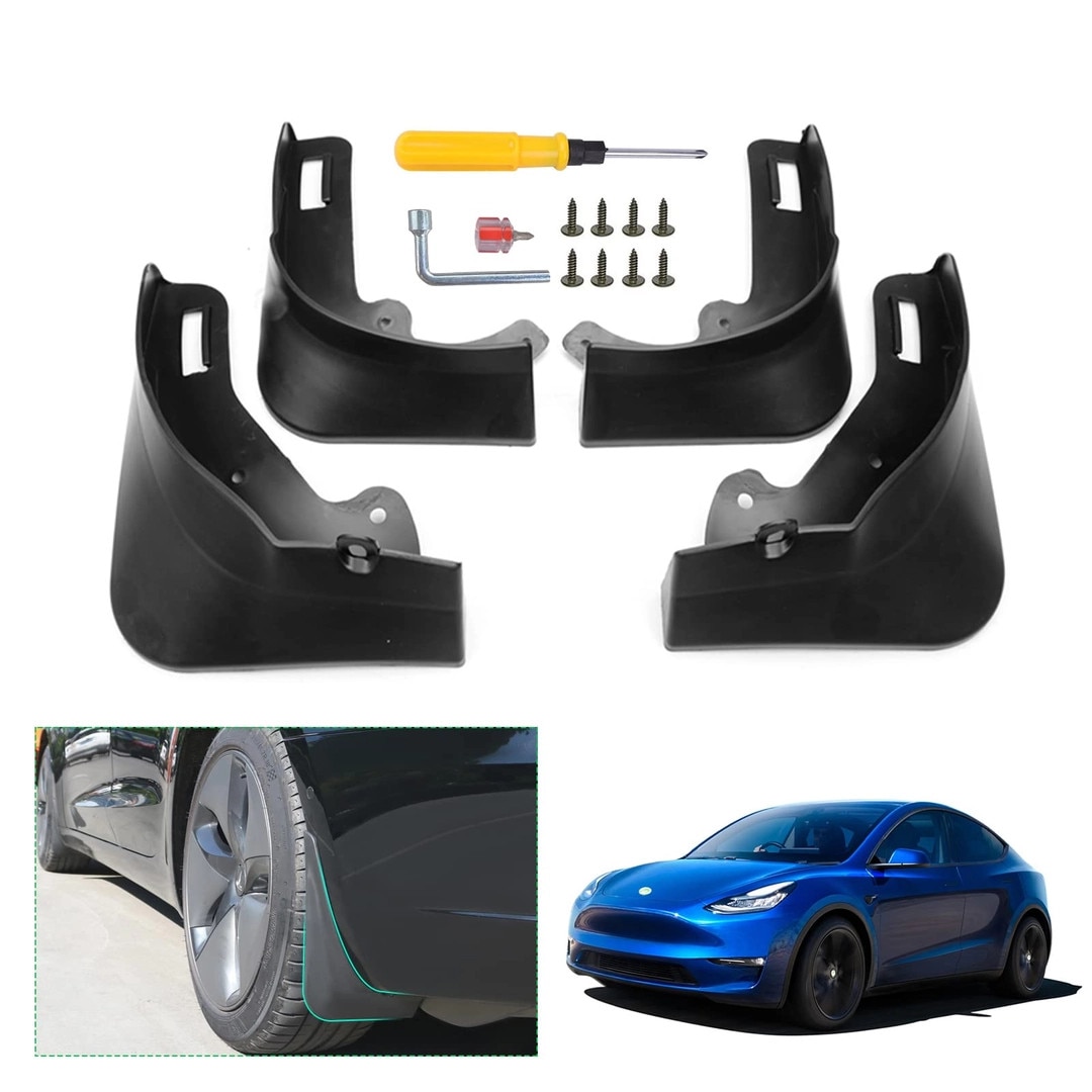 Set 4 aparatori de noroi pentru Tesla Model Y (2021–2024) – fata si ...