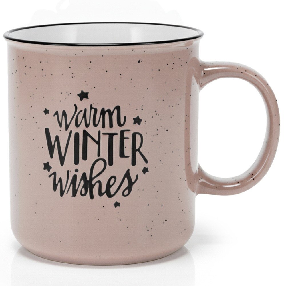 XXL kerámia bögre, 700 ml, Siaki Collection, bézs, „Warm winter wisher ...