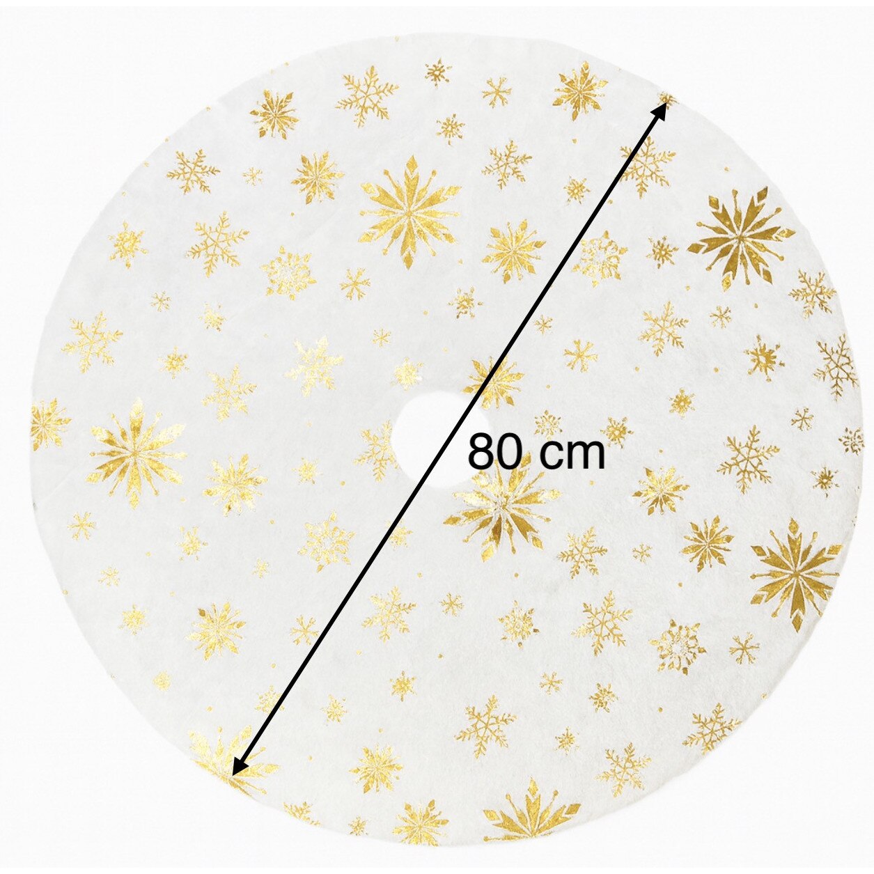 Covor decorativ Craciun pentru brad, Material pufos cu fulgi de nea, 80 ...