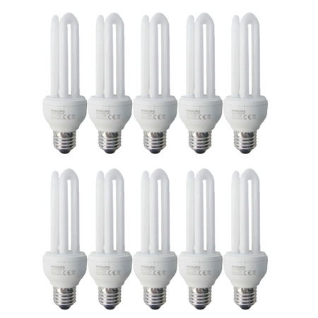Pachet 10 bucati, Bec economic, Lumina rece, Philips, 23W, Fasung E27 ...