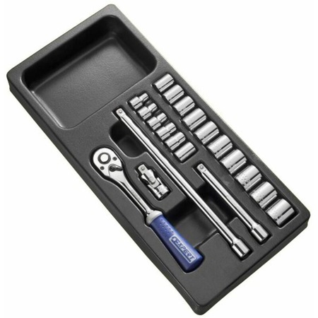 Set de unelte EXPERT 3/8'' cu chei tubulare și clichet, în tavă de ...
