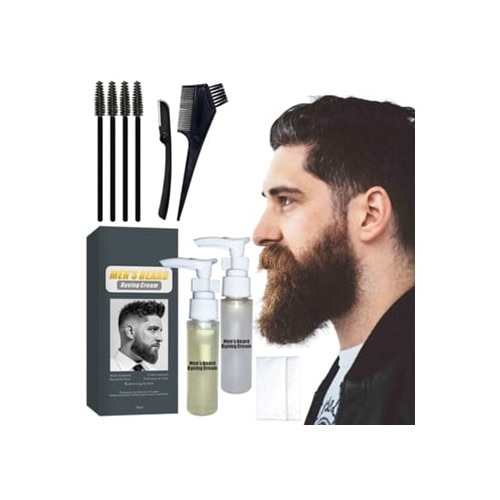 Kit de vopsire pentru barba, colorare blanda, pentru parul alb, crema ...