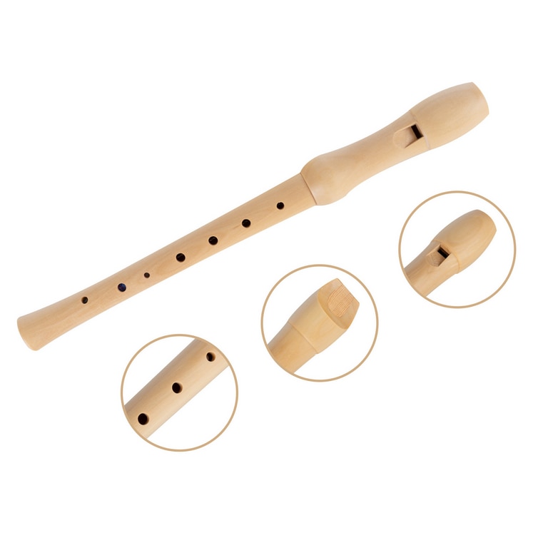 Flaut Classic Cantabile, 2 piese, din lemn de arțar, cu husă neagră ...