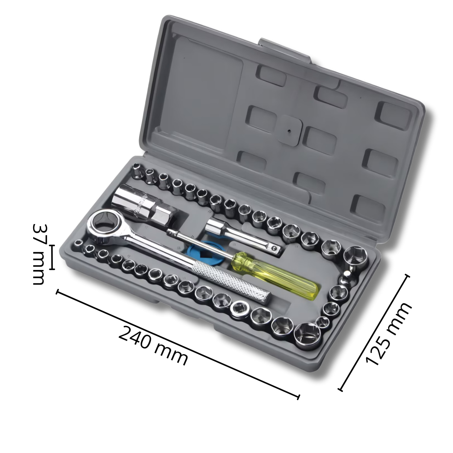 Trusa de chei tubulare, 40 piese, 24.5x12.5x3.7cm, LuckyLu® - eMAG.ro