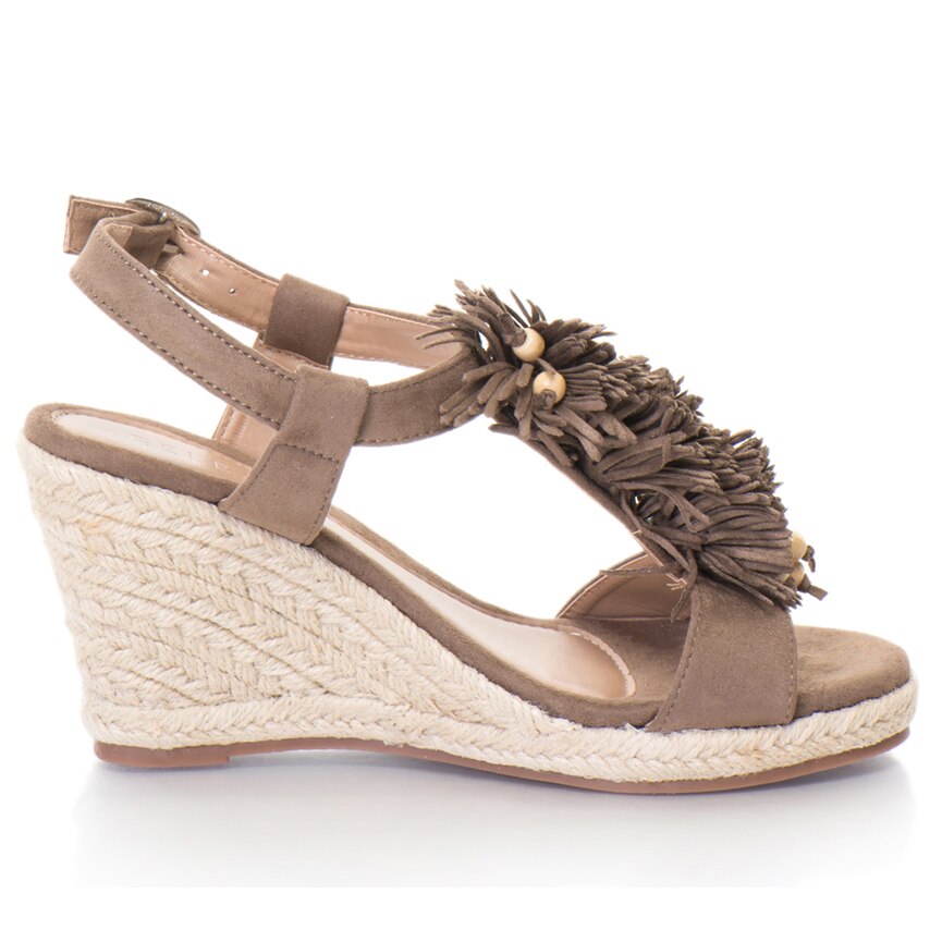 Sandale wedge tip espadrile, Release, Piele sintetica, 40, Kaki - eMAG.ro