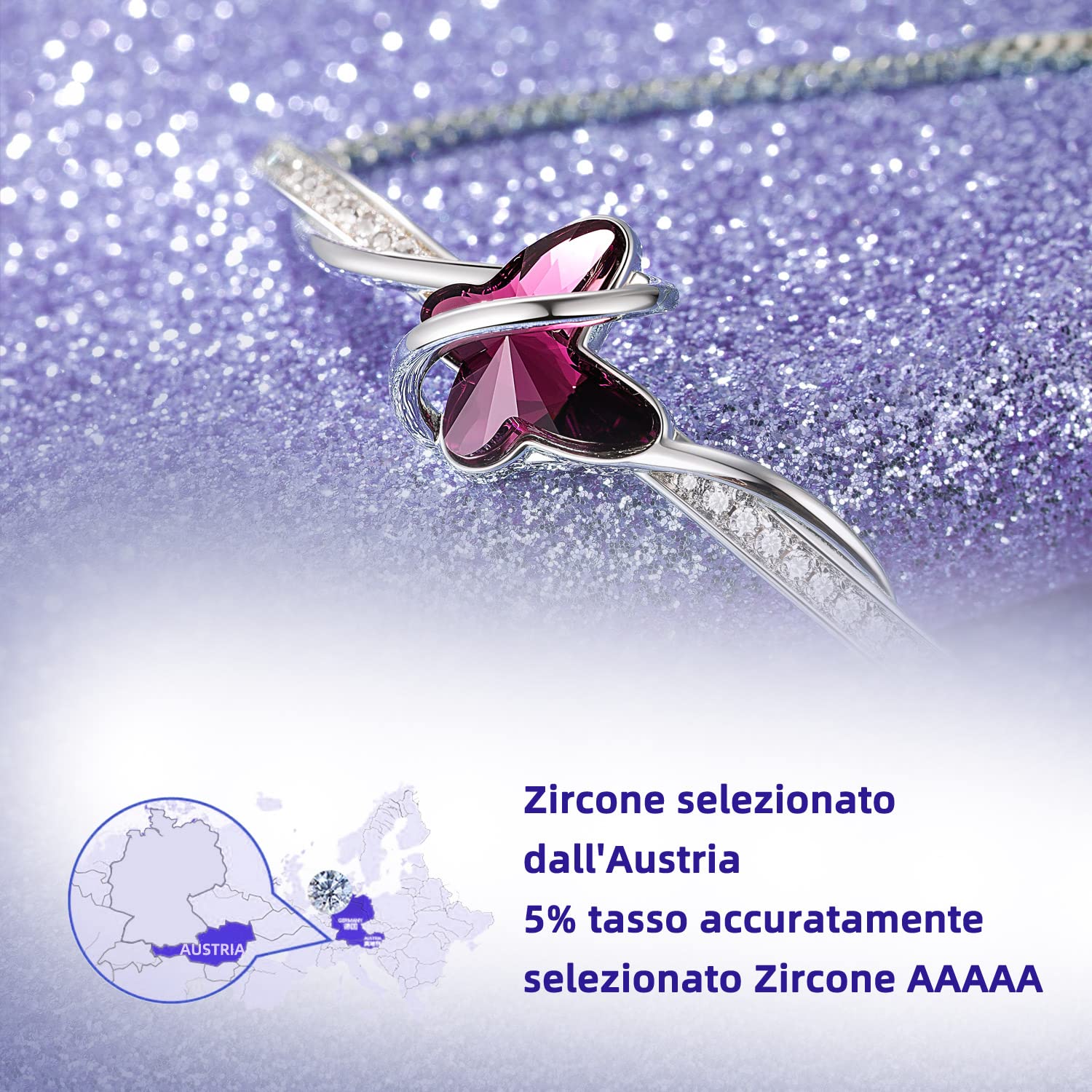 Bratara argint femei GSFRQWH® lungime reglabila cristal Violet natural ...