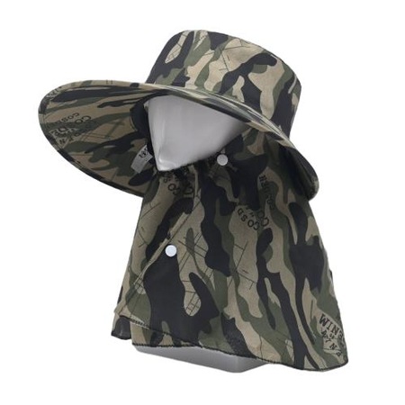 Sapca de soare cu protectie UV, cu flaps pentru gat, model camuflaj ...