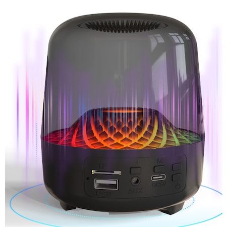 Boxa Transparenta RGB Portabila, 12 cm, Bluetooth, USB, AUX, TF, DC5V ...