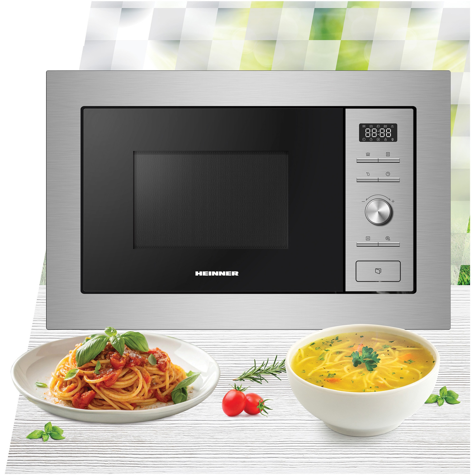 Cuptor cu microunde incorporabil HEINNER HMW-MDBI28GDIX, 28L, Control digital, 900W, Putere ...