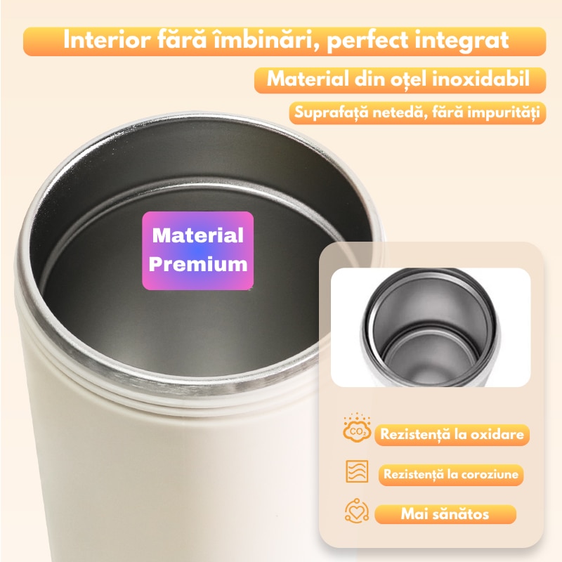 Fierbator Portabil, Termos Electric, 500ML, 4 Presetari de Temperatura ...