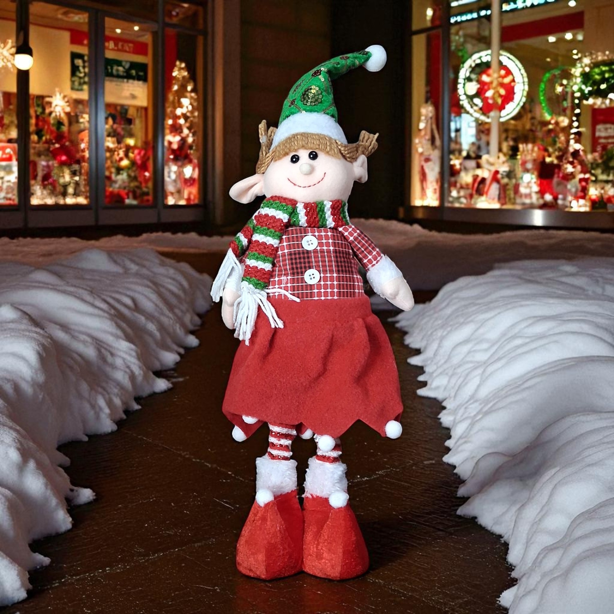 Figurina de Plus Elf Craciun cu Picioare Telescopice, 40+60cm ...