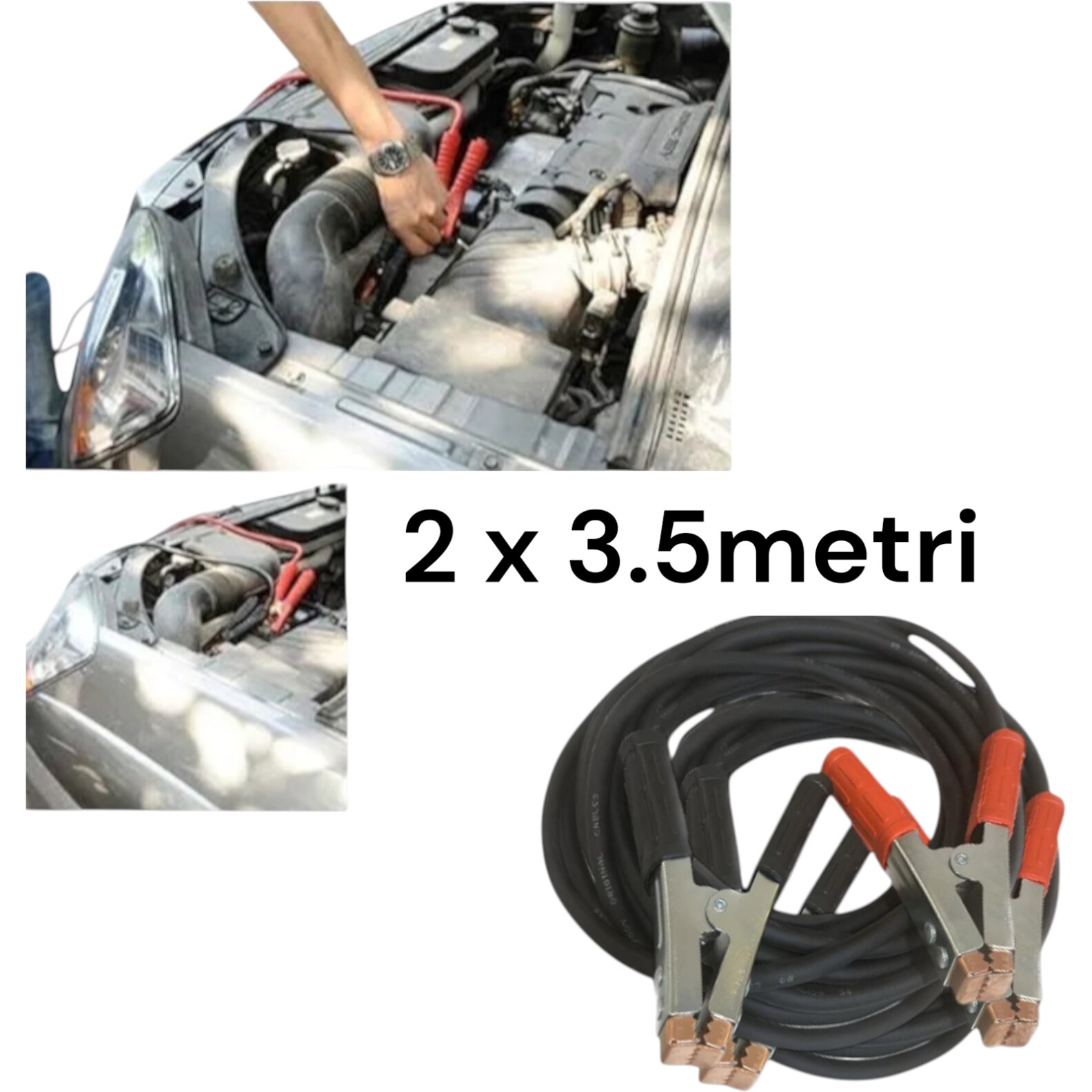 Set 2 cabluri pornire auto 2X 3.5M pentru 12v/24v, 600A alimentare ...