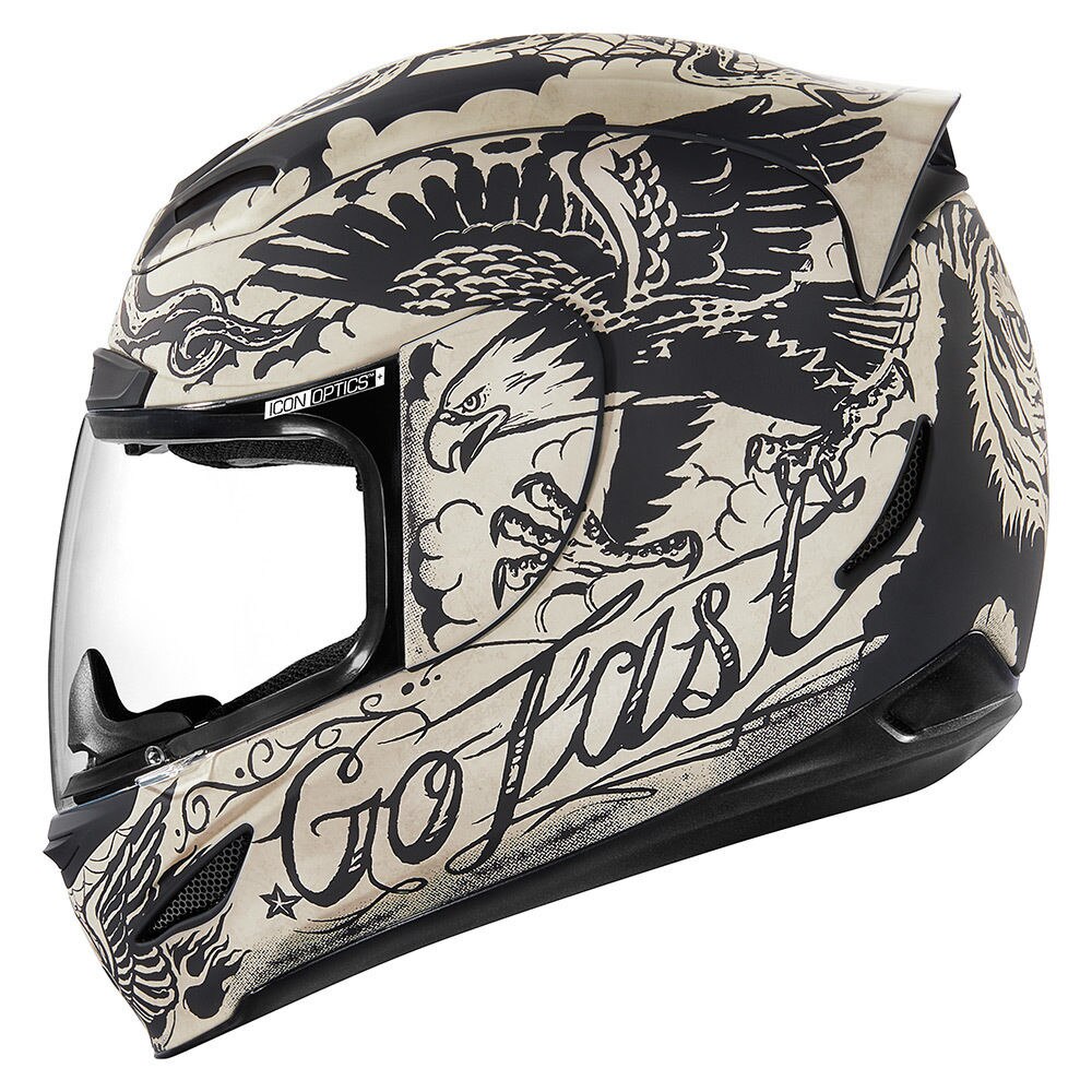 Casca moto ICON Airmada Scrawl Alb L - eMAG.ro