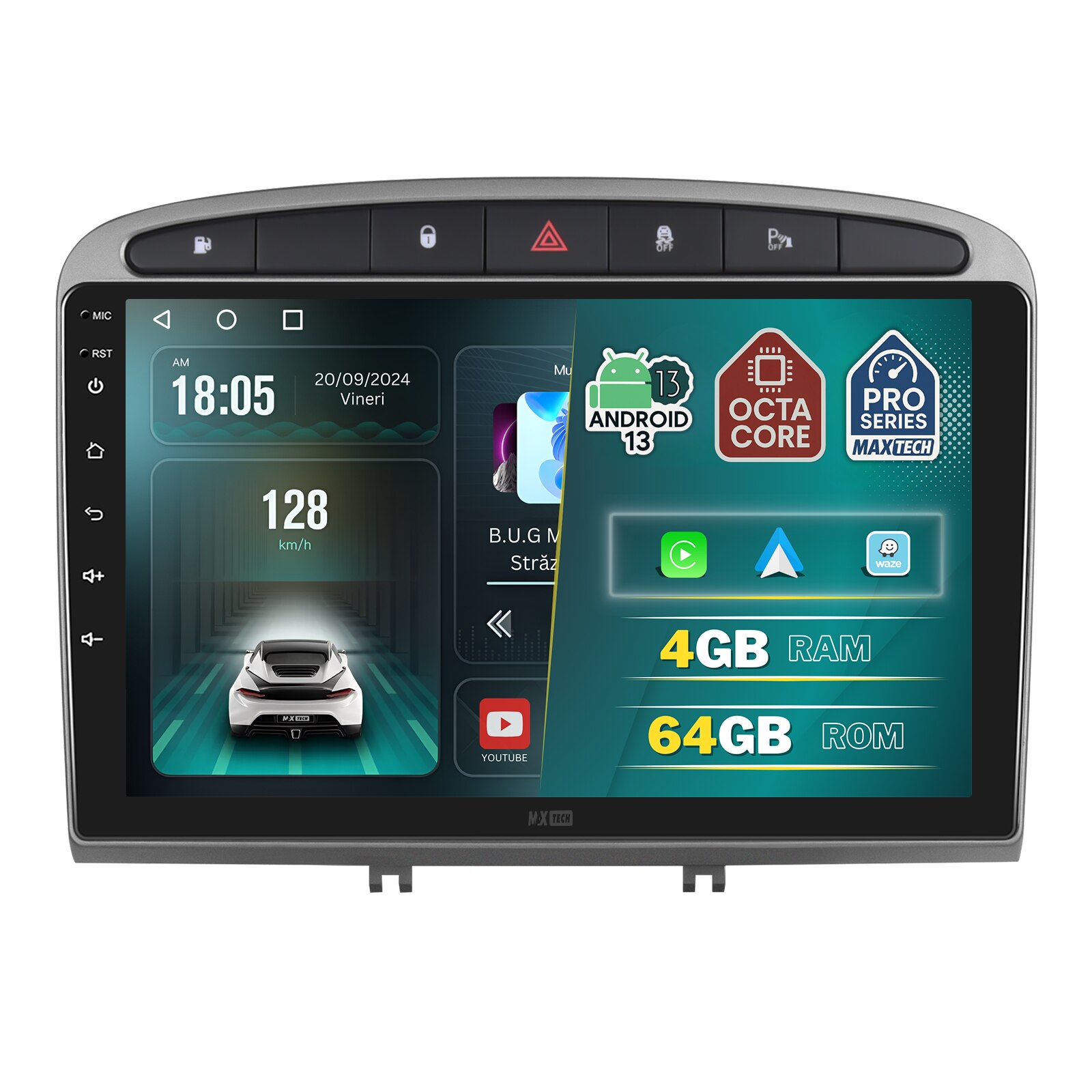 Navigatie Peugeot 308/408 (2007-2015) dedicata, MaxTech® PRO SERIES, 4 ...