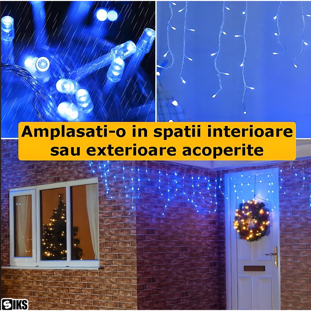 Instalatie Craciun Tip Turturi/Franjuri SIKS, 12 Metri, 320 Led-uri ...