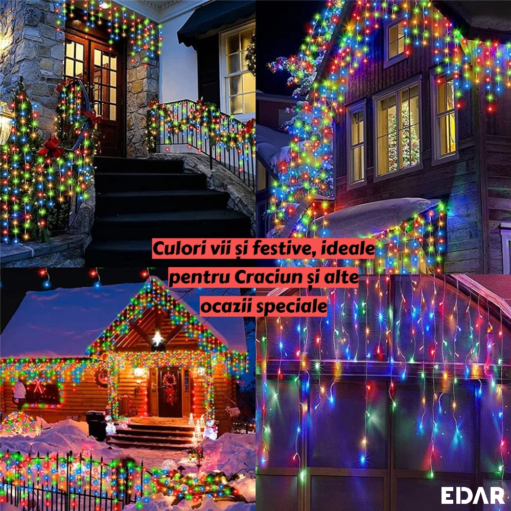 Instalatie Craciun Tip Turturi EDAR, 5 Metri, 110 LED-uri, Multicolora ...