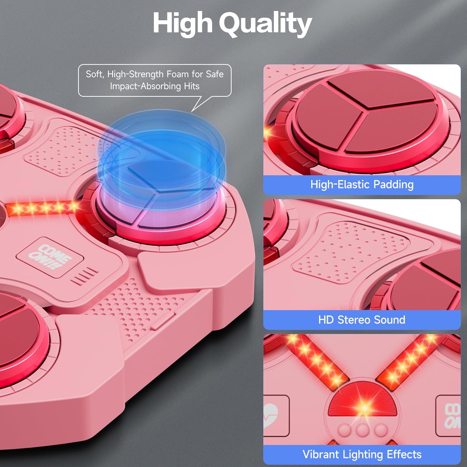 Aparat de box muzical, Bluetooth, reglare volum, LED, roz, 32x28x4cm ...