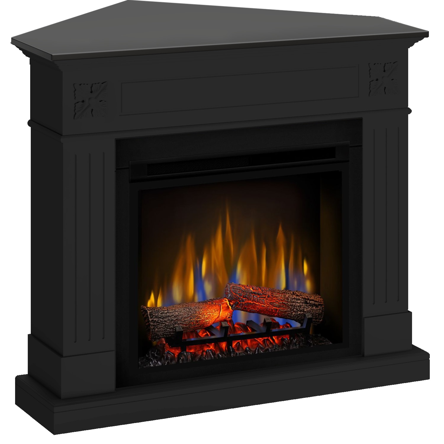 Semineu electric London Drept/Colt Negru cu focar electric 3D Dimplex ...