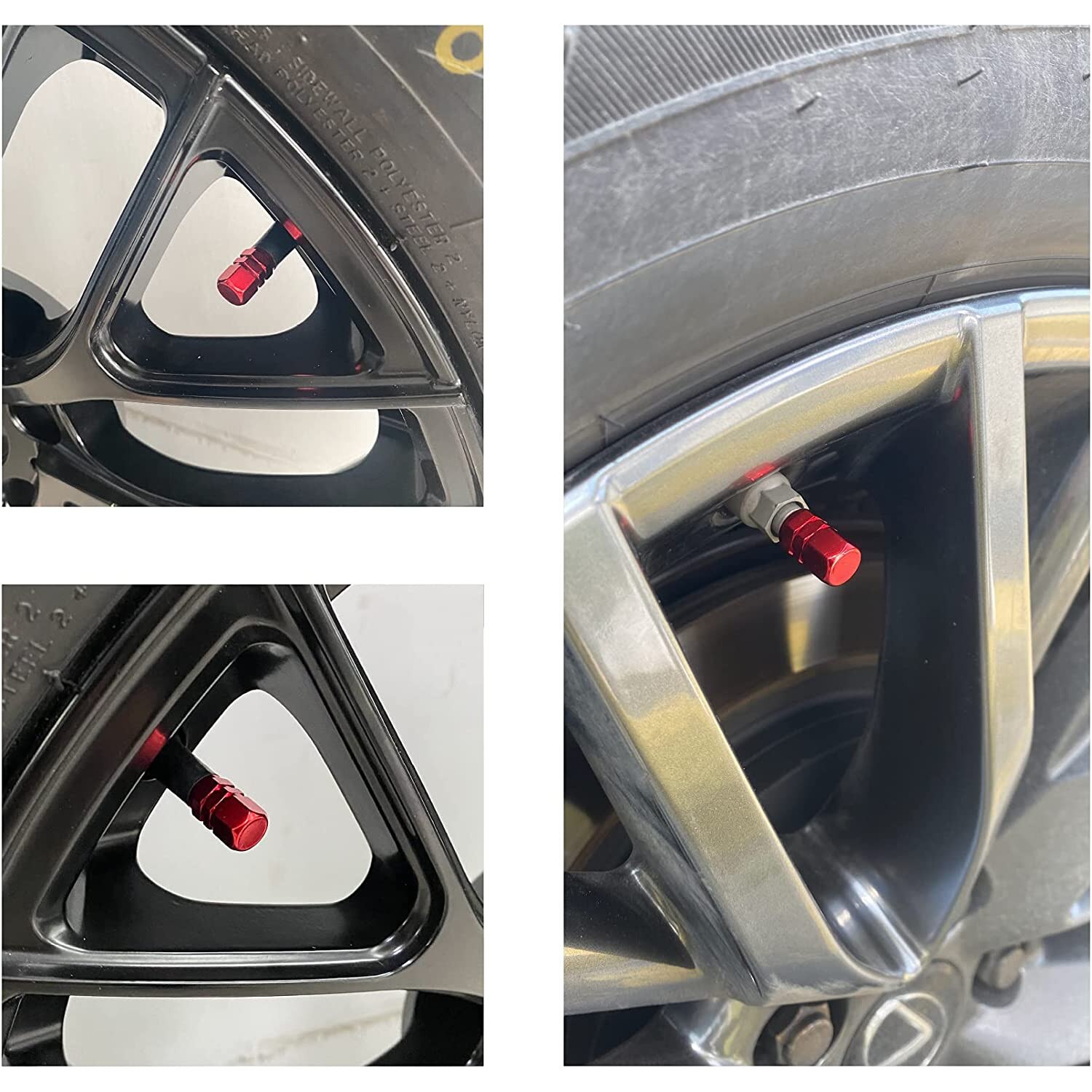 Set 4 capacele pentru ventil auto din aluminiu, Hexagon, Argintiu ...