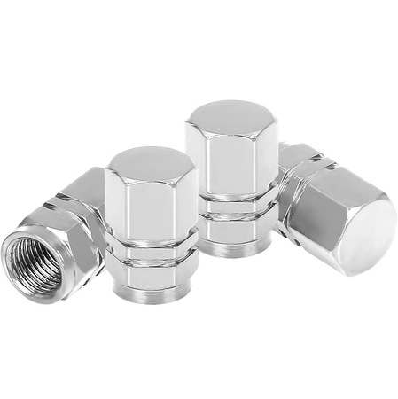 Set 4 capacele pentru ventil auto din aluminiu, Hexagon, Argintiu ...