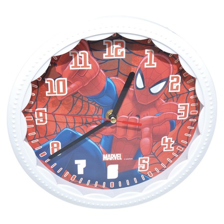 Ceas de perete rotund, rama alba, model desene animate Spiderman, 1-31 ...