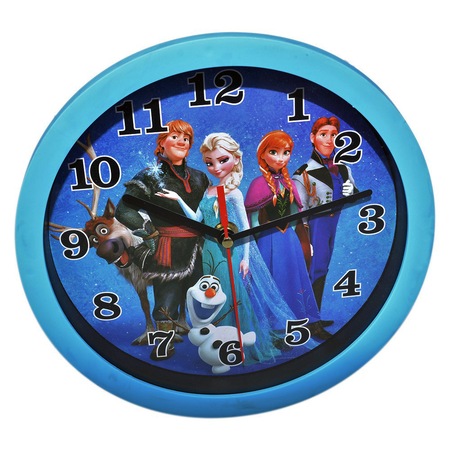 Ceas de perete rotund, rama albastra, desene animate, personaje Frozen ...