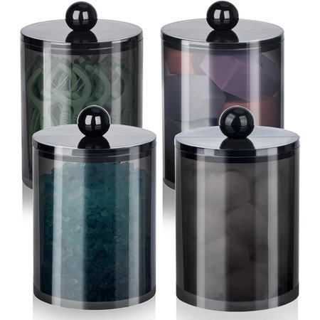Set 4 borcane organizatoare pentru baie, 10oz, plastic transparent, cu ...