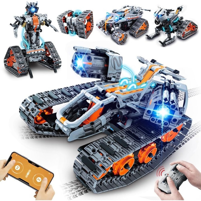 Set de Constructie HOGOKIDS 5 in 1 STEM cu LED, 604 Piese, Masini ...
