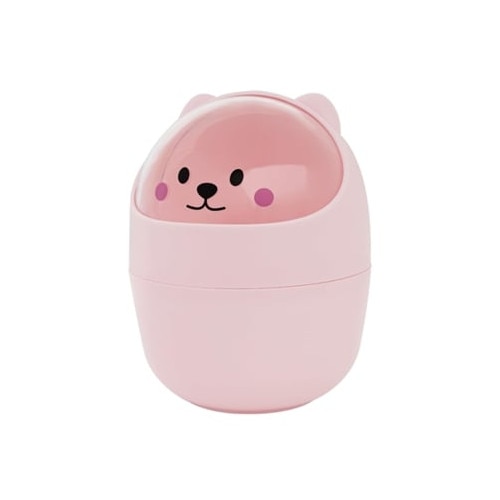 Cos de gunoi mini, roz, plastic, cu capac, design dragut, deschidere ...