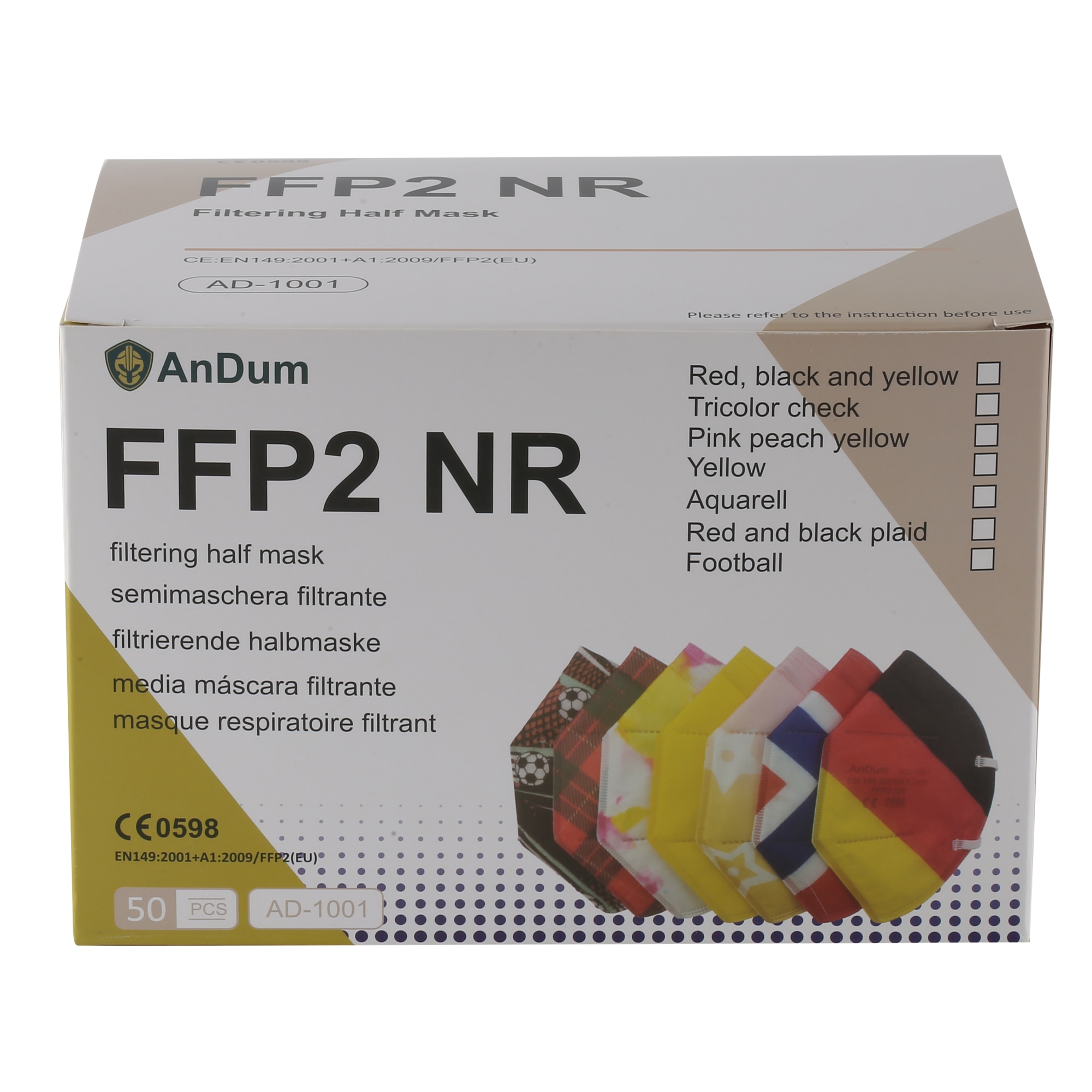 Masca FFP2 Roz/Galben, model AD-1001, 5 straturi, Conforma cu CE ...