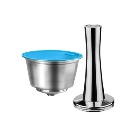 Set capsula cafea reutilizabila si tamper, inox, pentru Nescafe Dolce ...
