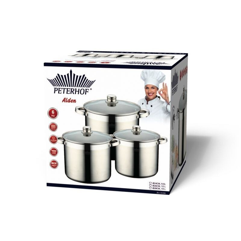 Set oale inox cu capac din sticla Peterhof PH-15200 - eMAG.ro