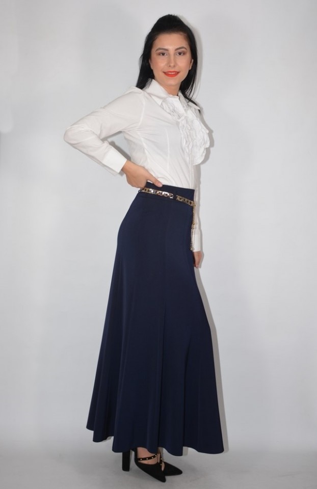 Fusta rafinata lunga, in clos cu centura,D&J Exclussive,Bleumarin ,56 ...