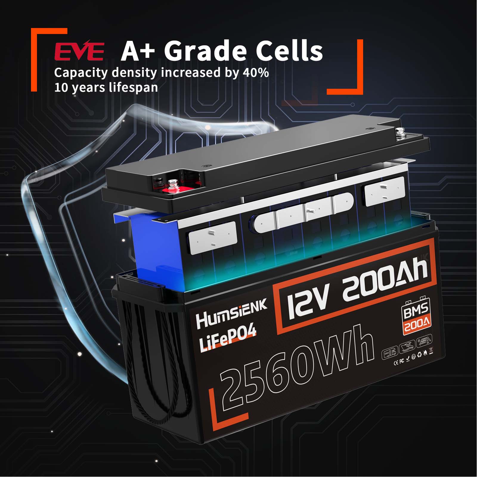 Acumulator LiFePO4 12V 200Ah Deep Cycle cu BMS 200A – Energie 2560Wh ...