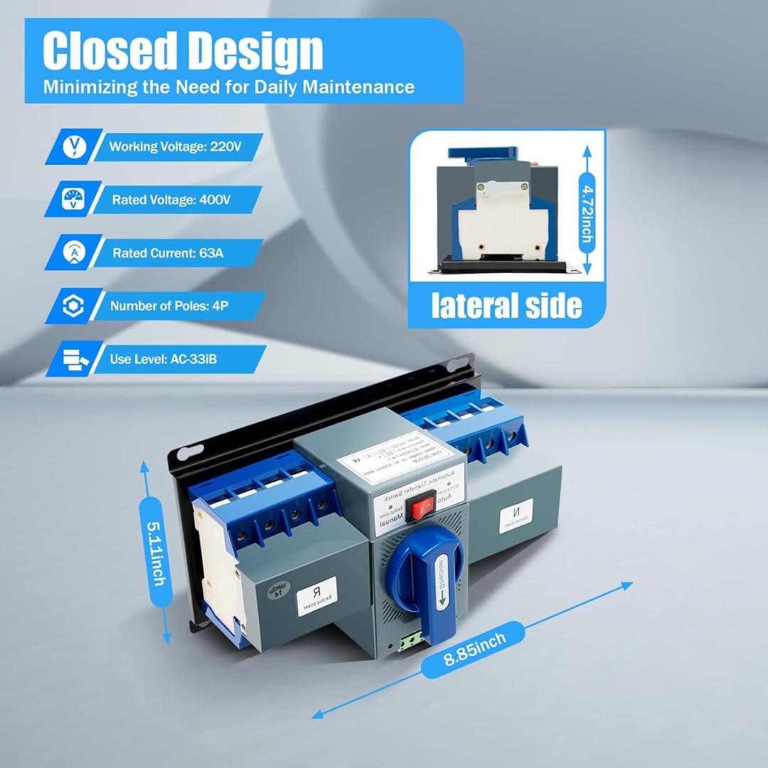 Comutator transfer automat trifazic 4P retea sau sursa auxiliara ATS ...