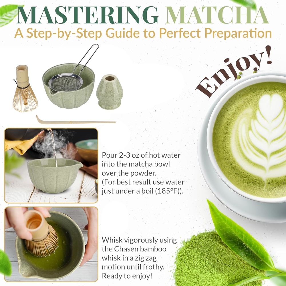 Set de ceai matcha 5 piese, Bedee, Pentru ceremonia ceaiului, puepoul ...
