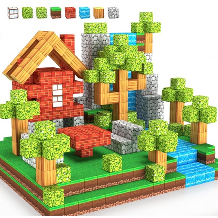 Set de blocuri de constructie magnetice, Bedee®, minecraft cuburi ...