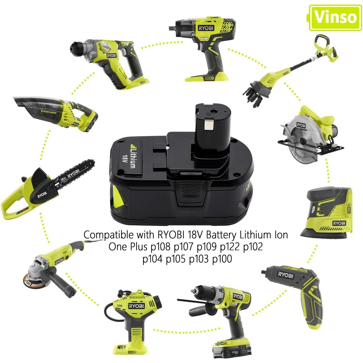 Високоефективна батерия 6Ah 18V, Bedee®, с индикатор за зареждане, За ...