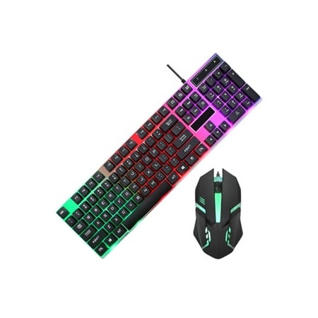 Set Tastatura Mecanica cu LED RGB si Mouse cu 6 Culori, USB, pentru PC ...