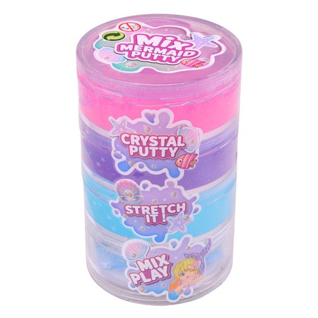 Set plastilină cu cristale sirenă, 3 culori, recipient plastic ...