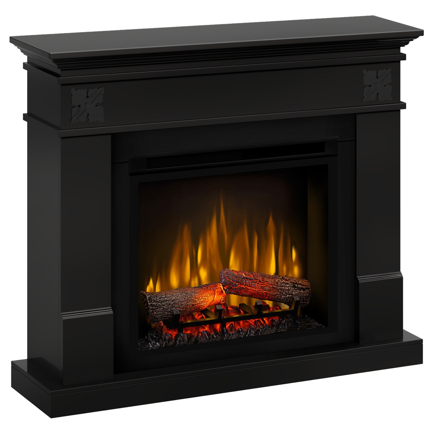 Semineu electric Lisabona Flower Negru cu focar electric 3D Dimplex ...