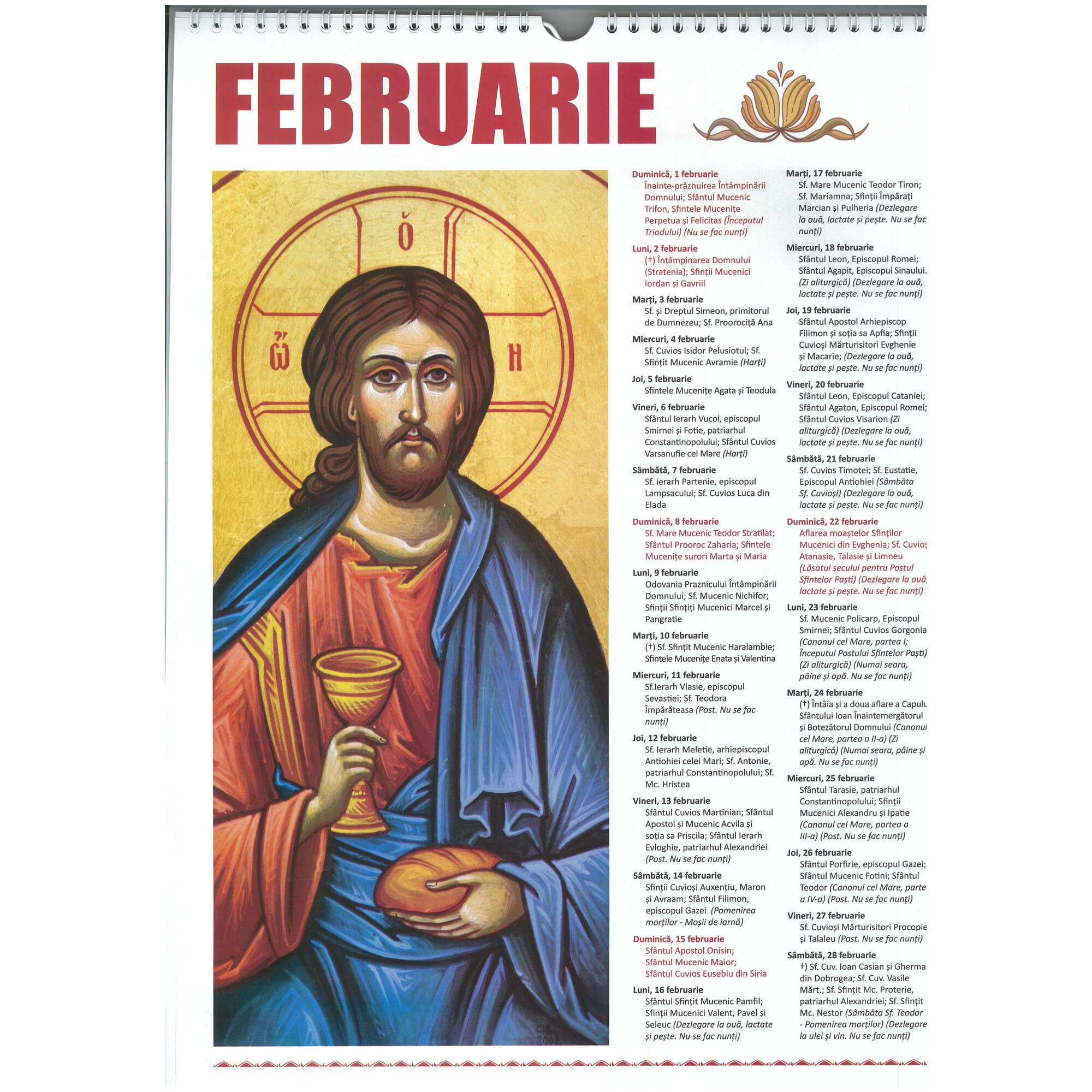 Calendar cu sfinti si sarbatori crestine, 2026, A3 - eMAG.ro
