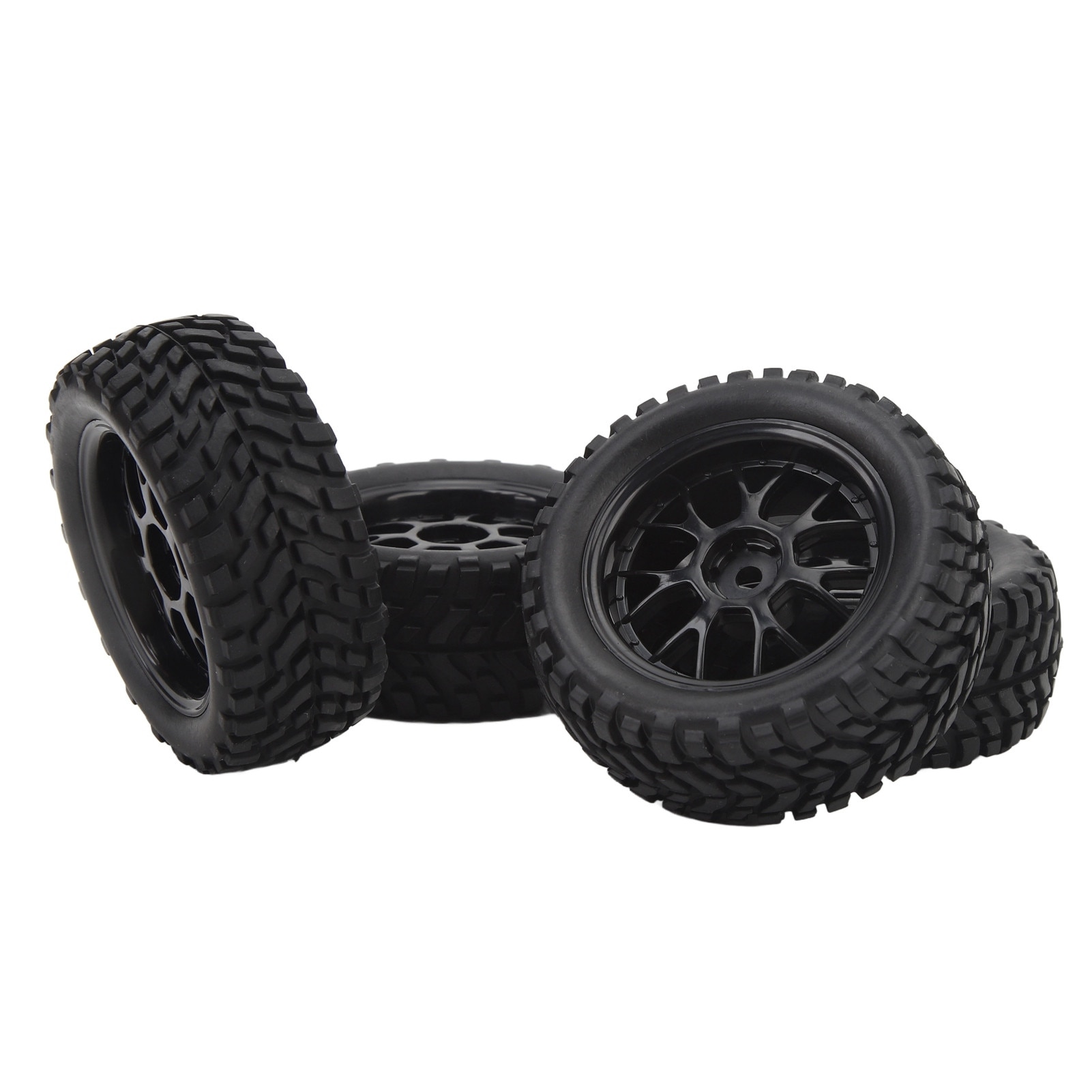 Set 4 roti RC din cauciuc cu hub din plastic, aderenta puternica ...