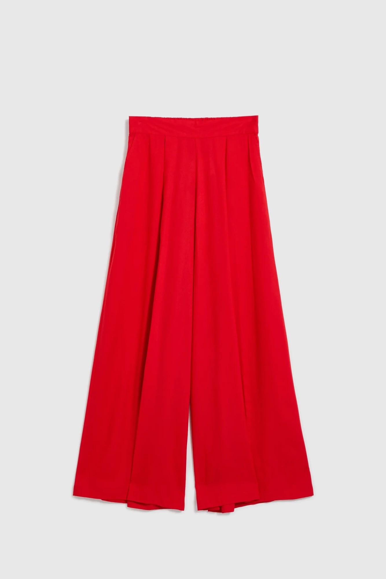 Pantaloni rosii cu picioare largi din viscoza L - eMAG.ro
