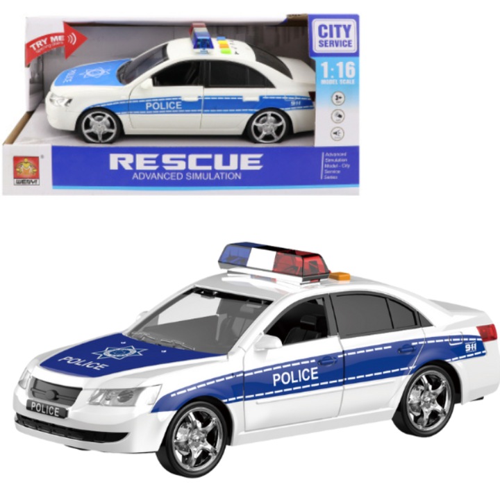Masina de politie, GHEMOTOC®, cu frictiune, efecte luminoase si sonore ...