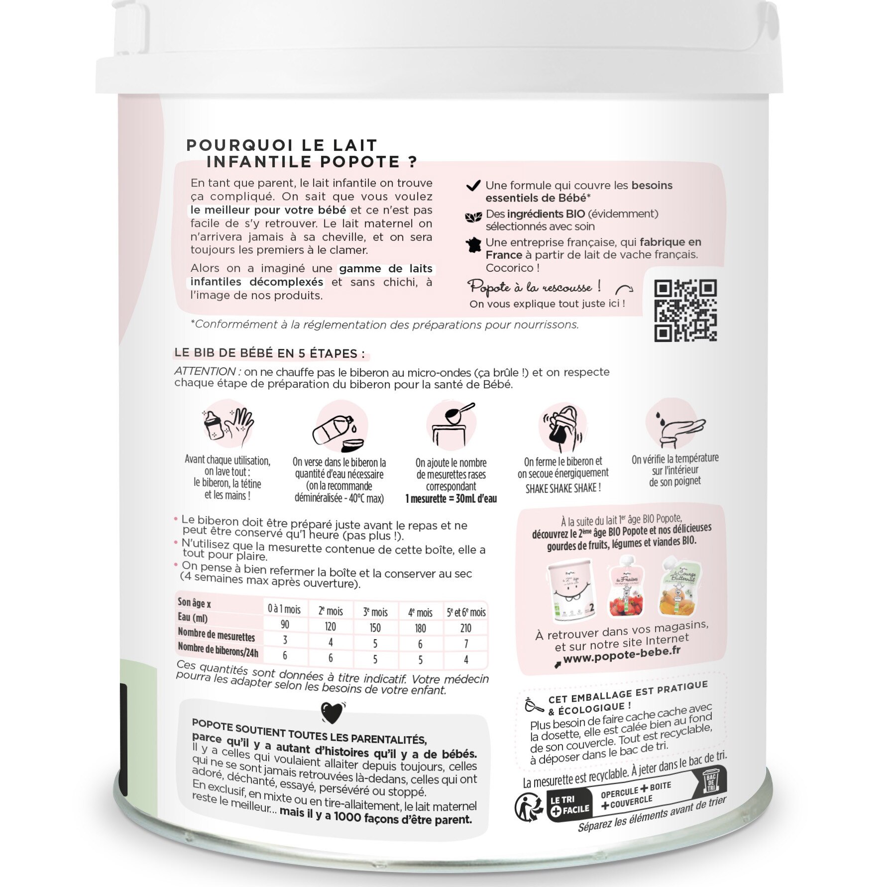 Lapte praf BIO pentru sugari Popote, etapa 1, 0-6 luni, 800g - eMAG.ro