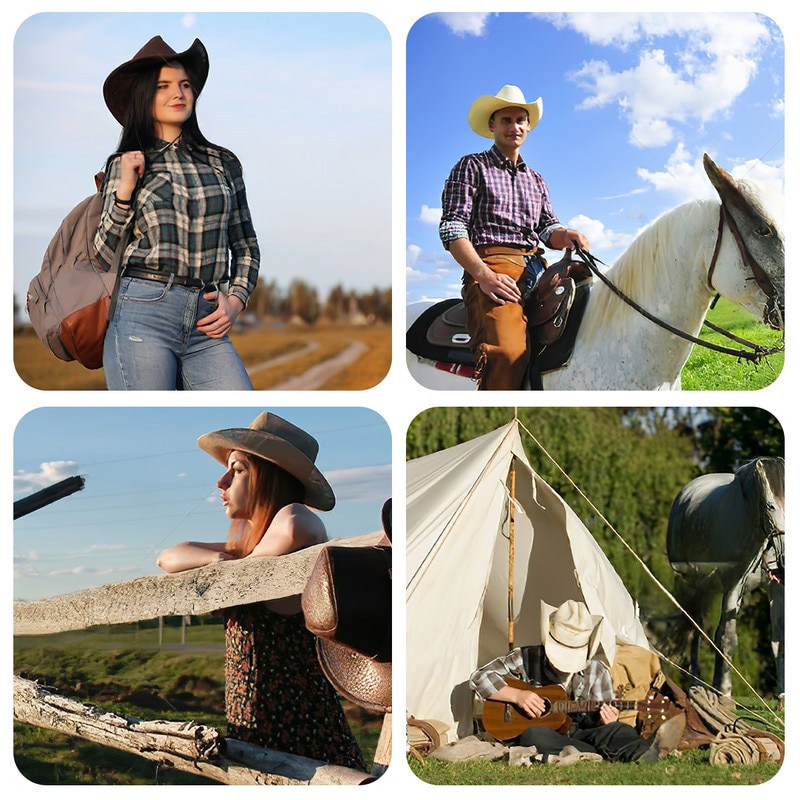 Palarie cowboy din fetru, Joyoy®, design pinch front, banda aurie ...